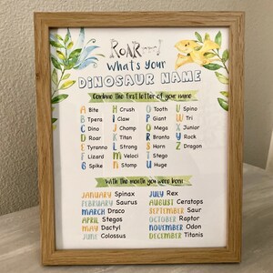 What&#039;s Your Dinosaur Name - Dino Name - Printable Game Sign and Game ...