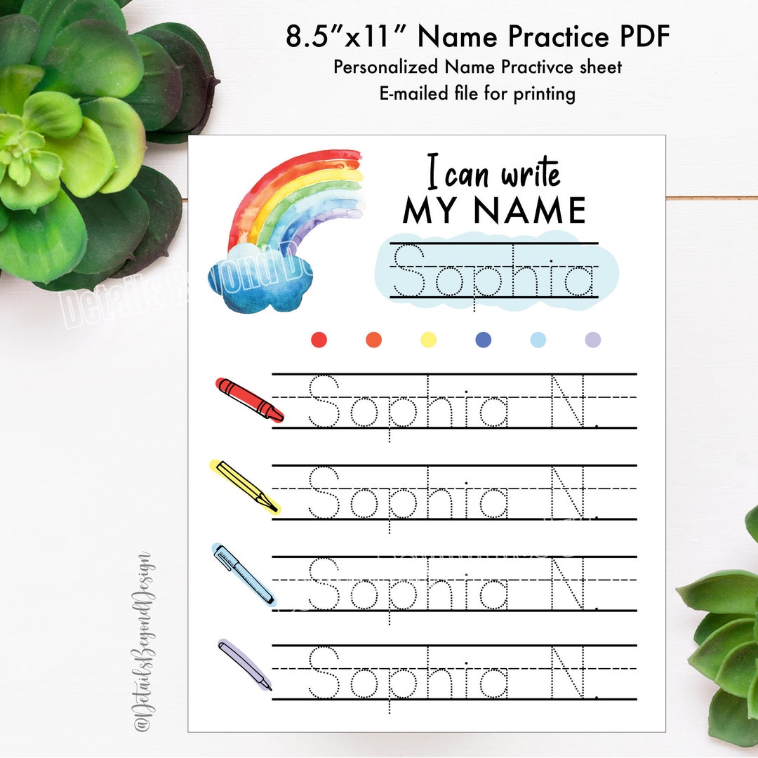 Personalized - Custom - Name Writing Practice Sheets - Your Child's ...