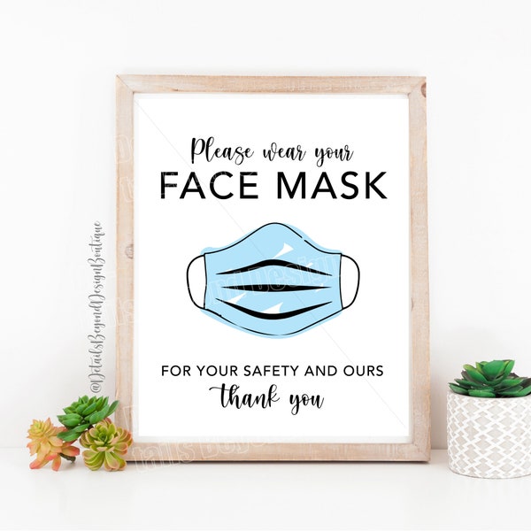 Please Wear a Mask Printable Sign - Etsy
