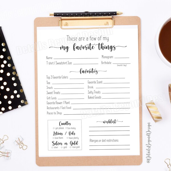 Employee Favorite Things Questionnaire - Etsy