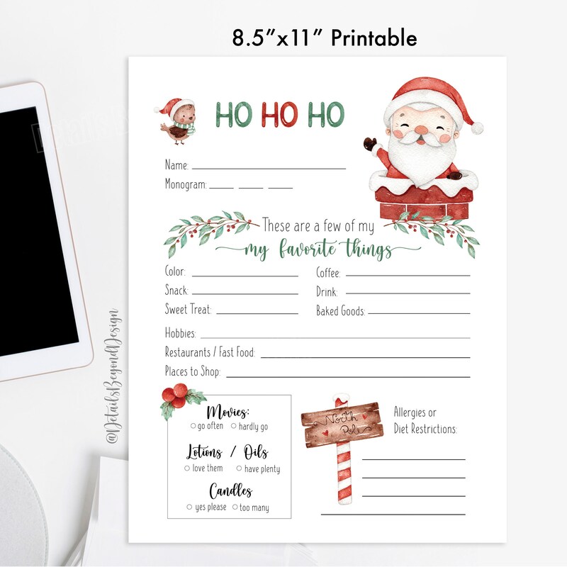 Printable Angel Tree Wish List - Etsy