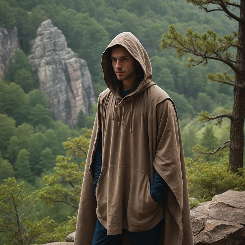 Viking Hooded Ranger Cloak Medieval Adventure Cape for Men Rustic ...
