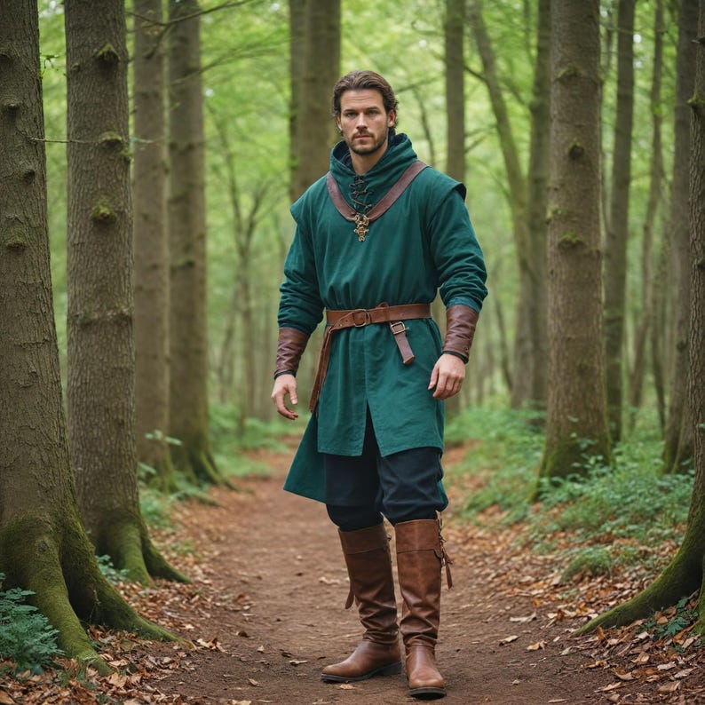 Forest Archer Medieval Costume Green Viking Men's Tunic Renaissance ...