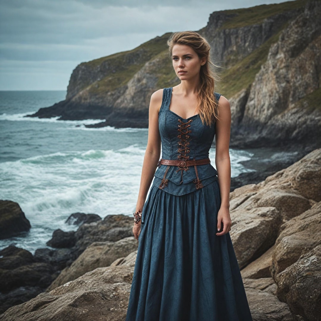 Tailor-made Blue Corset Dress | Sleeveless Renaissance-inspired Costume ...