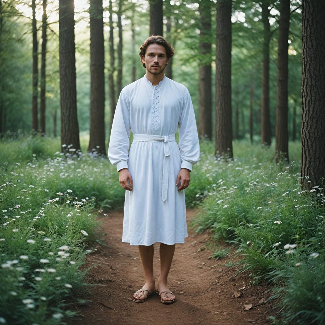 Medieval-inspired White Tunic for Men | Elegant Long-sleeve Peasant ...