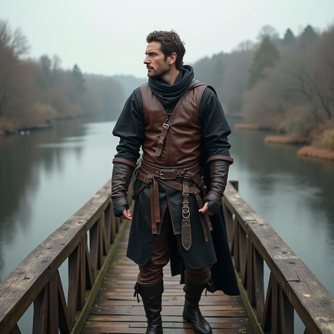 Brown Leather Vest for Men | Medieval Rogue Armor Costume | Fantasy ...