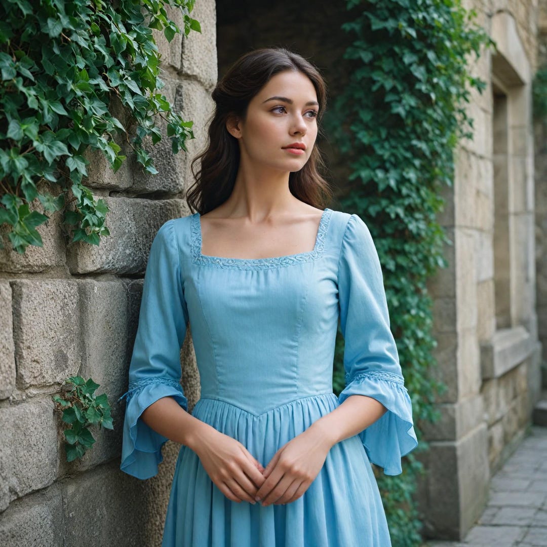 Customized Medieval Lace-up Women's Dress | Blue Peasant LARP Gown ...