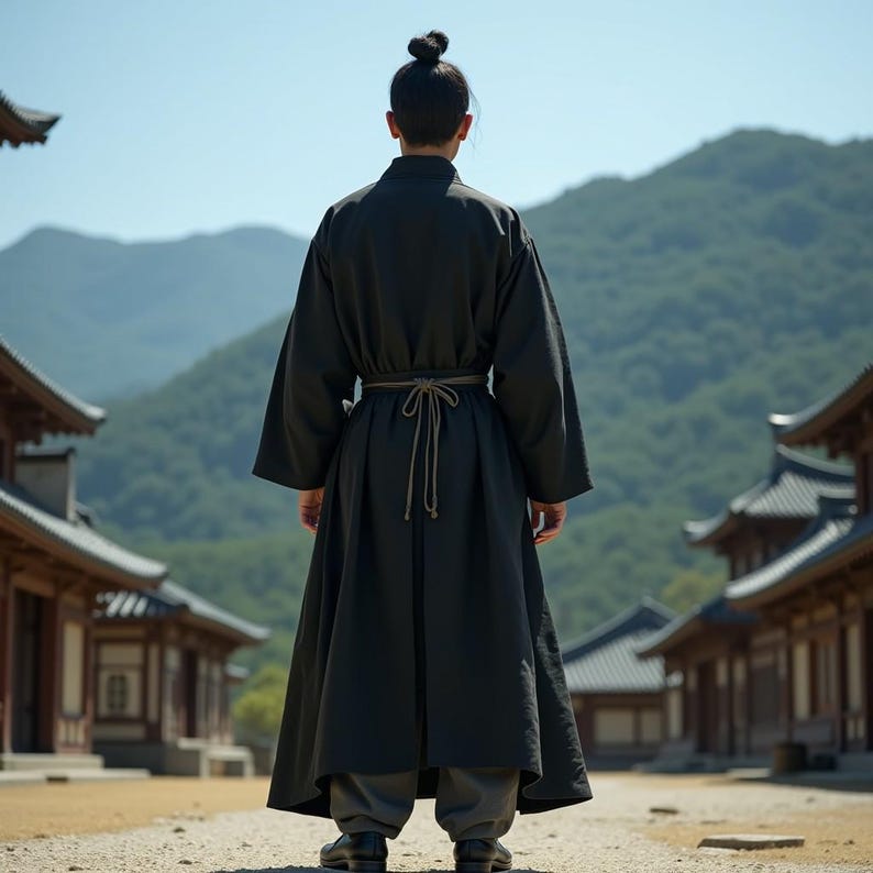 Black Samurai Kimono Robe for Men | Traditional Japanese Costume With ...