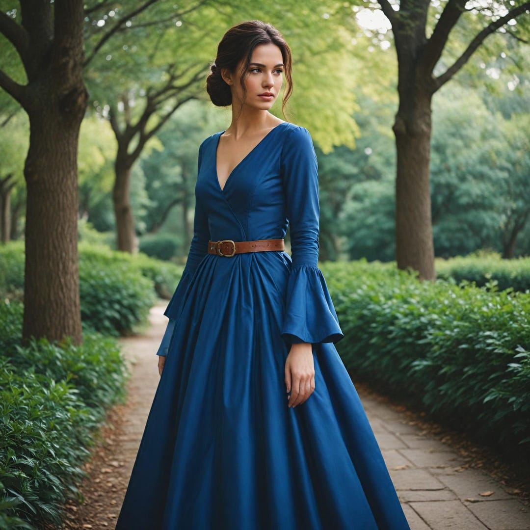 Elegant Blue Renaissance Gown | Medieval Festival Dress | Long Flared ...