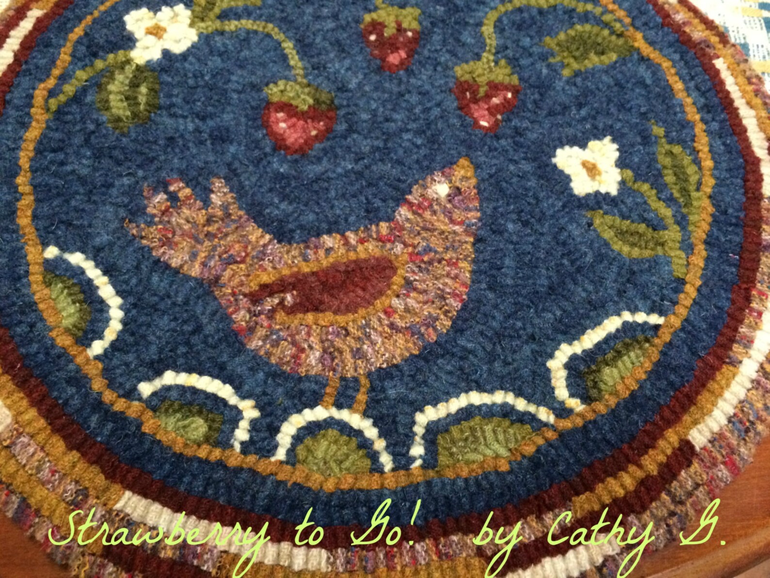 Strawberry to Go PAPER Hooked Rug PATTERN 15 Inch Round Chair Pad by ...