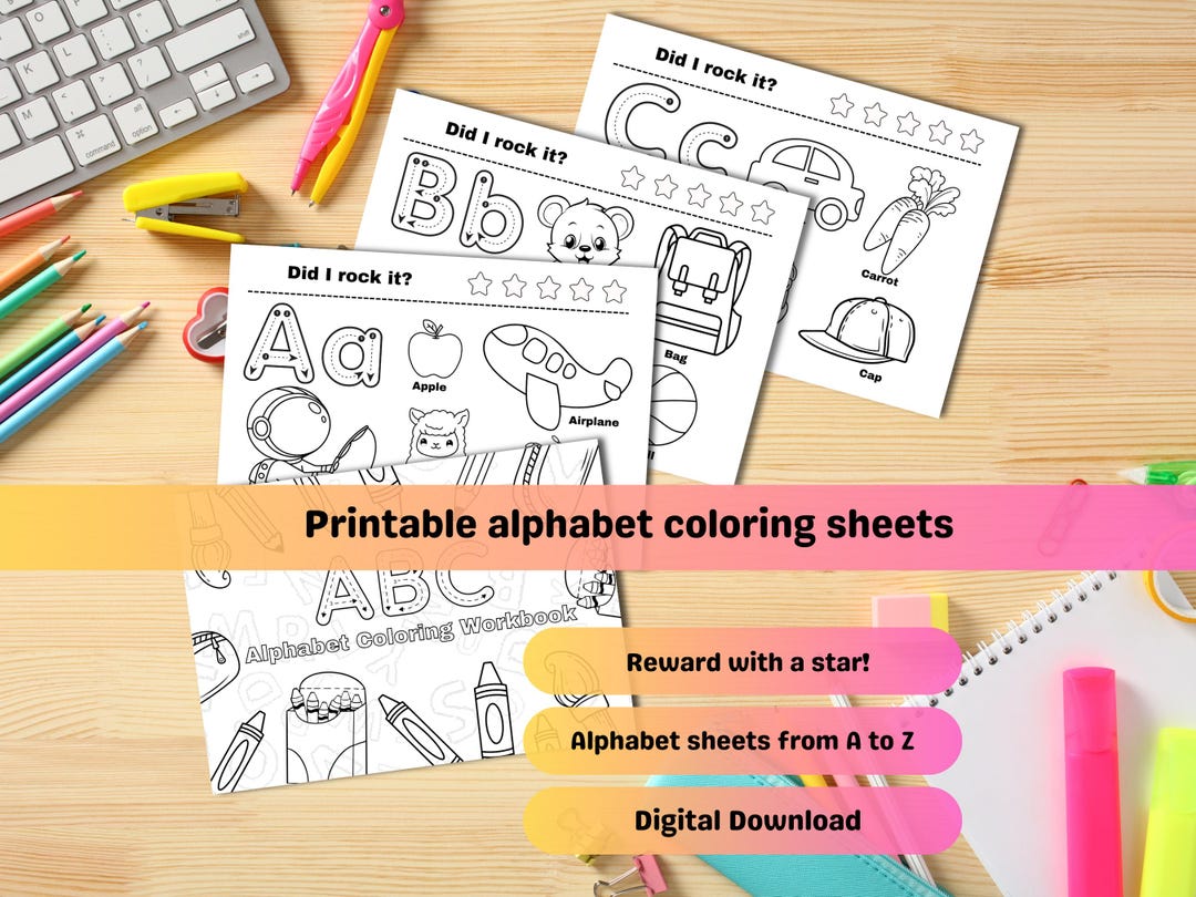 Alphabet Coloring Sheets - Etsy