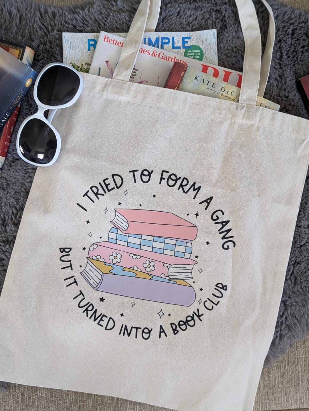 Funny Book Club Linen Tote Bag: Book Lover Gift - Etsy