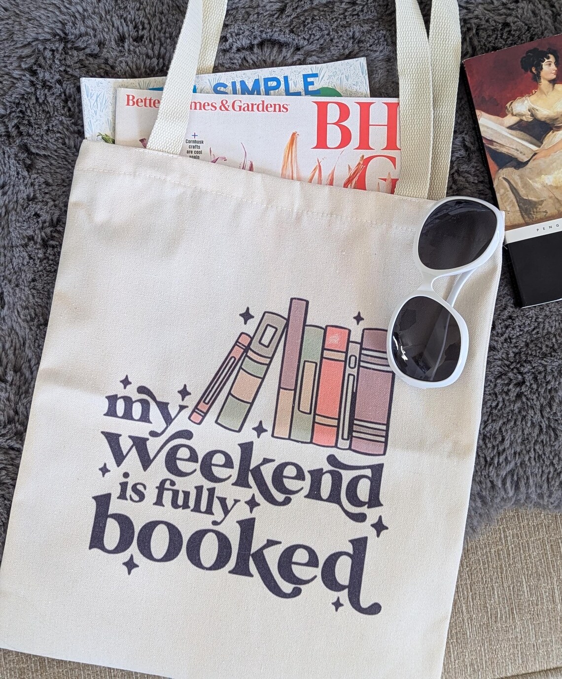 Heavy Duty Linen Book Tote: Bookish Gift Bag - Etsy