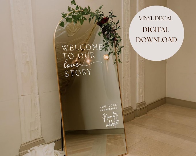 Welcome to Our Love Story Wedding Sign Mirror Decals and Stickers ...