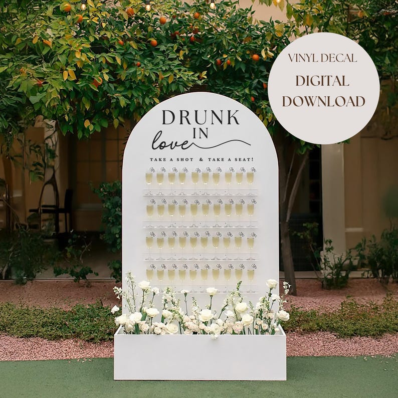 Take a Shot Take a Seat Wedding Sign DIGITAL DOWNLOAD Decal Sticker ...
