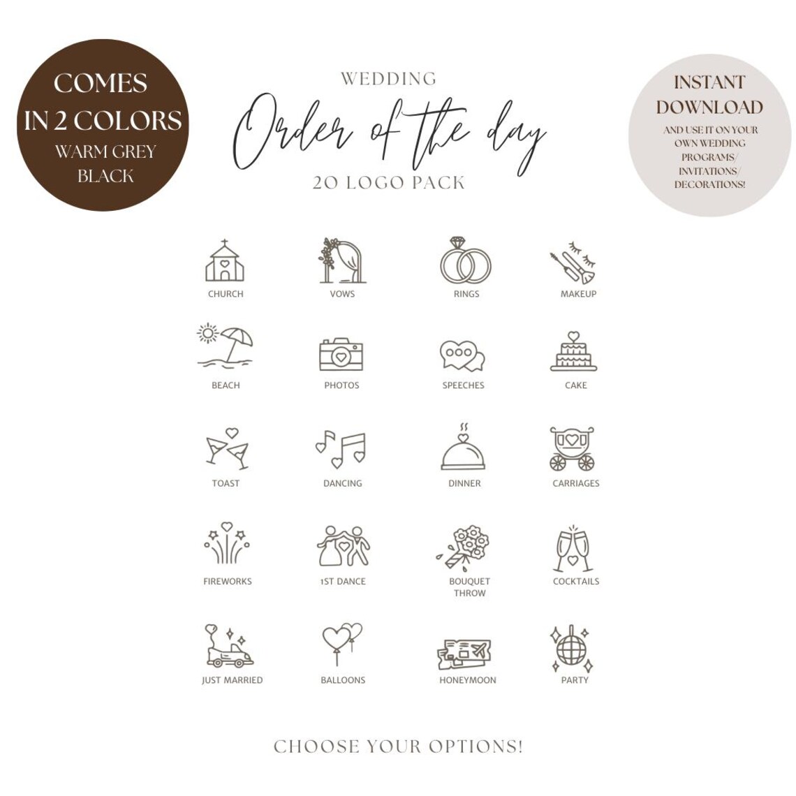 Wedding Logos 20 Vector Files for Wedding Timeline, Order of the Day ...