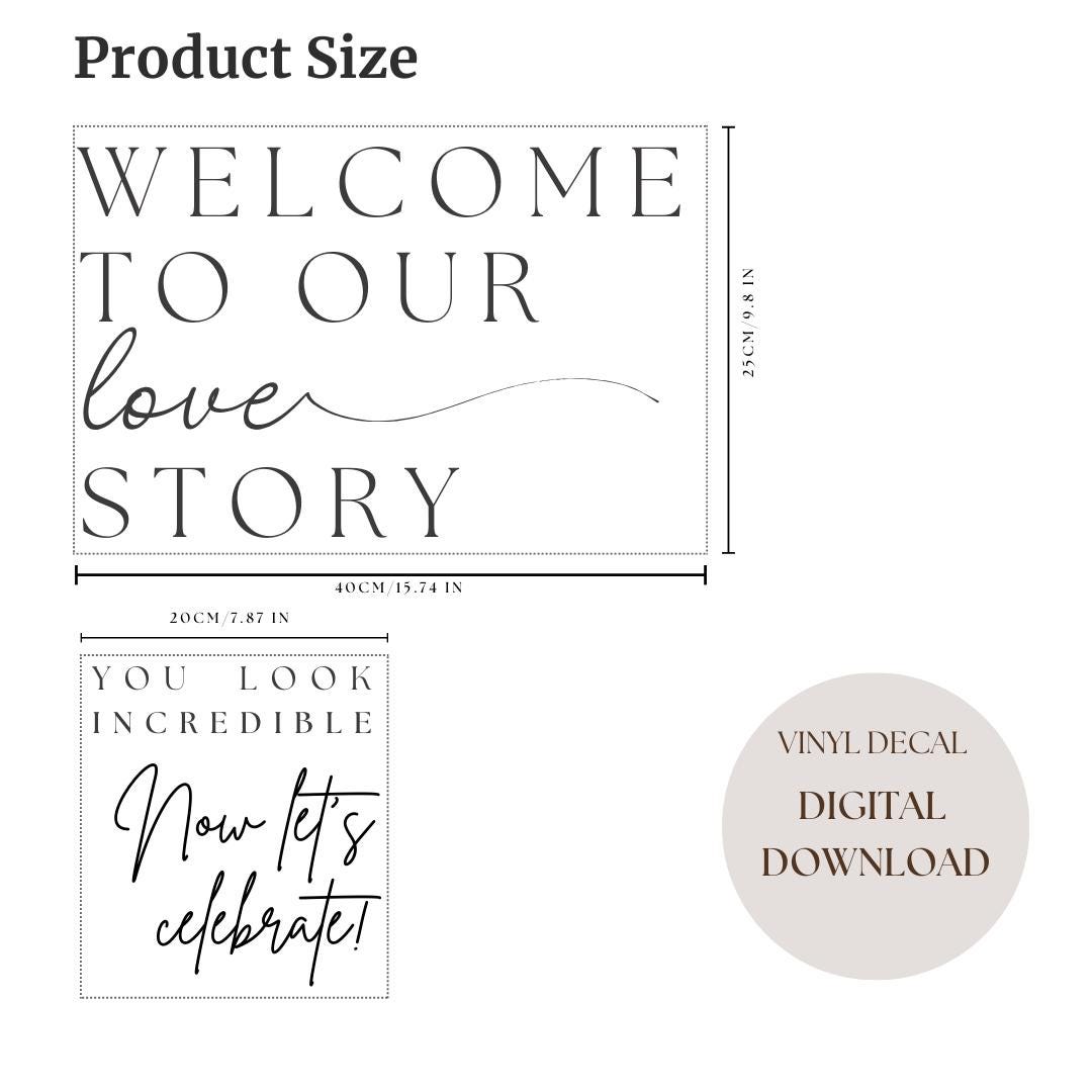 Welcome to Our Love Story Wedding Sign Mirror DIGITAL DOWNLOAD Decal ...