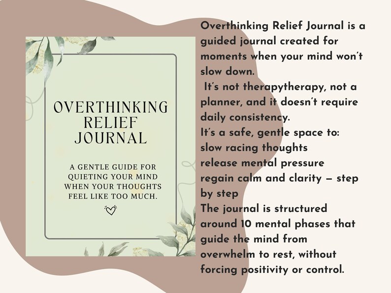 Overthinking Relief Journal Printable PDF for Anxiety and Mental ...