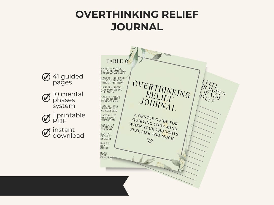 Overthinking Relief Journal Printable PDF for Anxiety and Mental ...