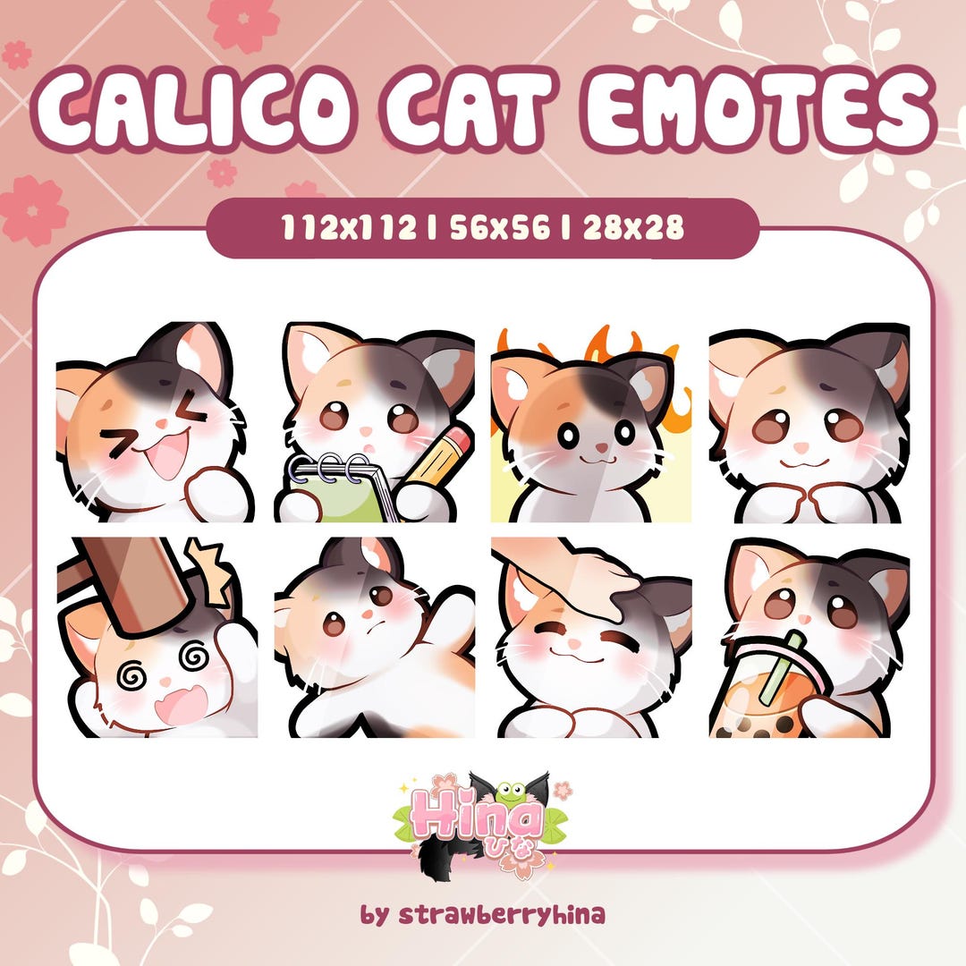 Cute Cat Emotes | Calico Cat Emotes | Cat Emotes | Calico Kitty Emotes ...