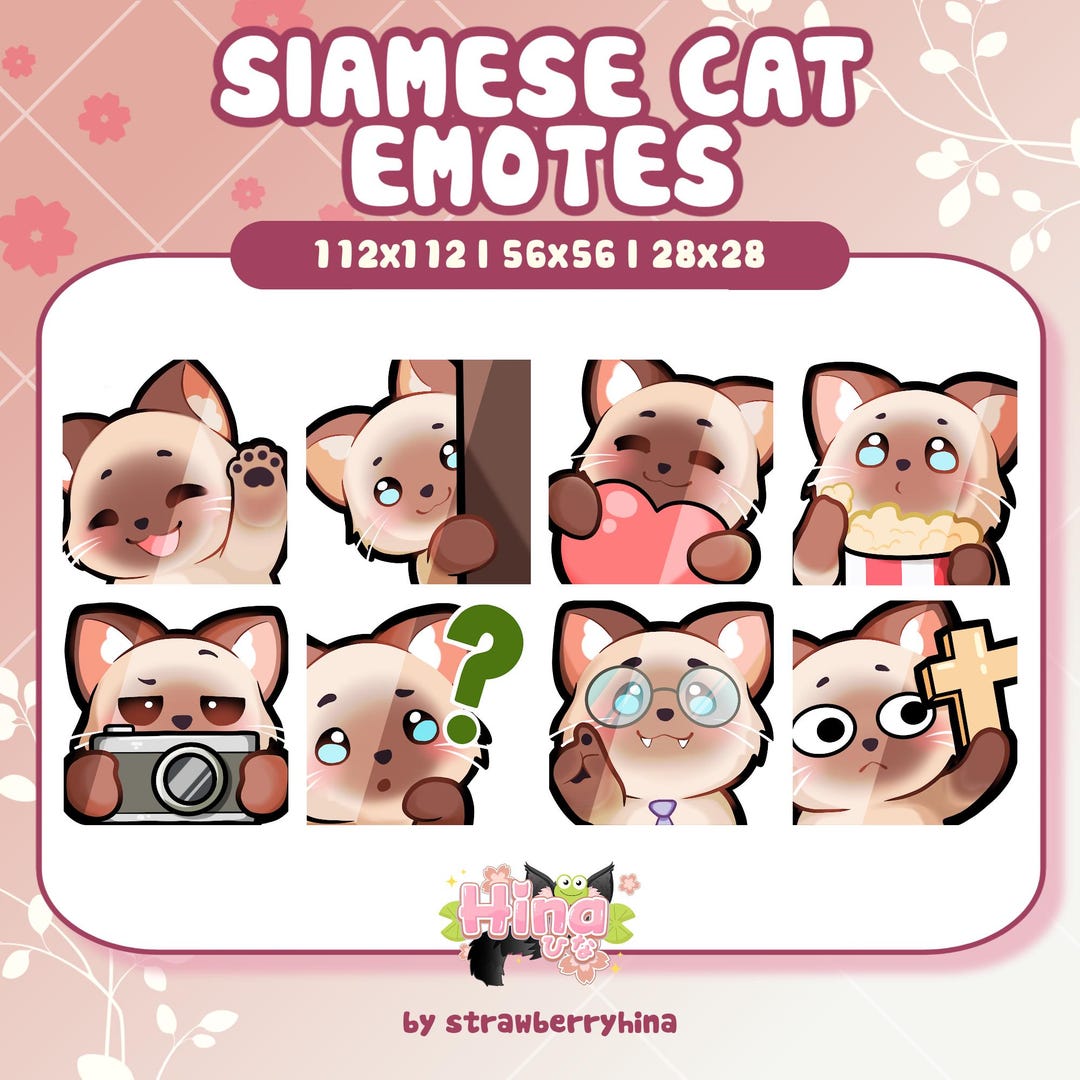Cute Cat Emotes | Siamese Cat Emotes | Cat Emotes | Brown Kitty Emotes ...