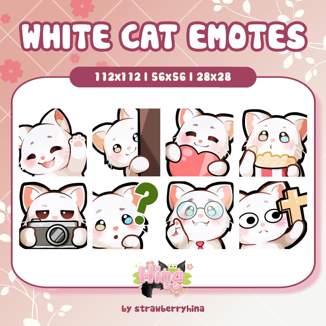 Cute Cat Emotes | White Cat Emotes | Cat Emotes | White Kitty Emotes ...