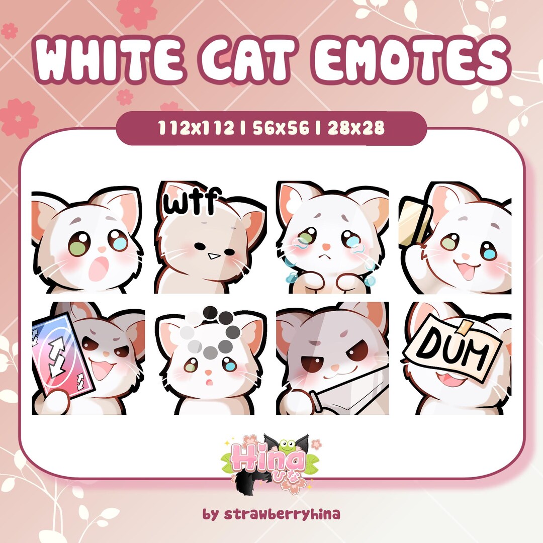 Cute Cat Emotes | White Cat Emotes | Cat Emotes | Animated Emotes ...