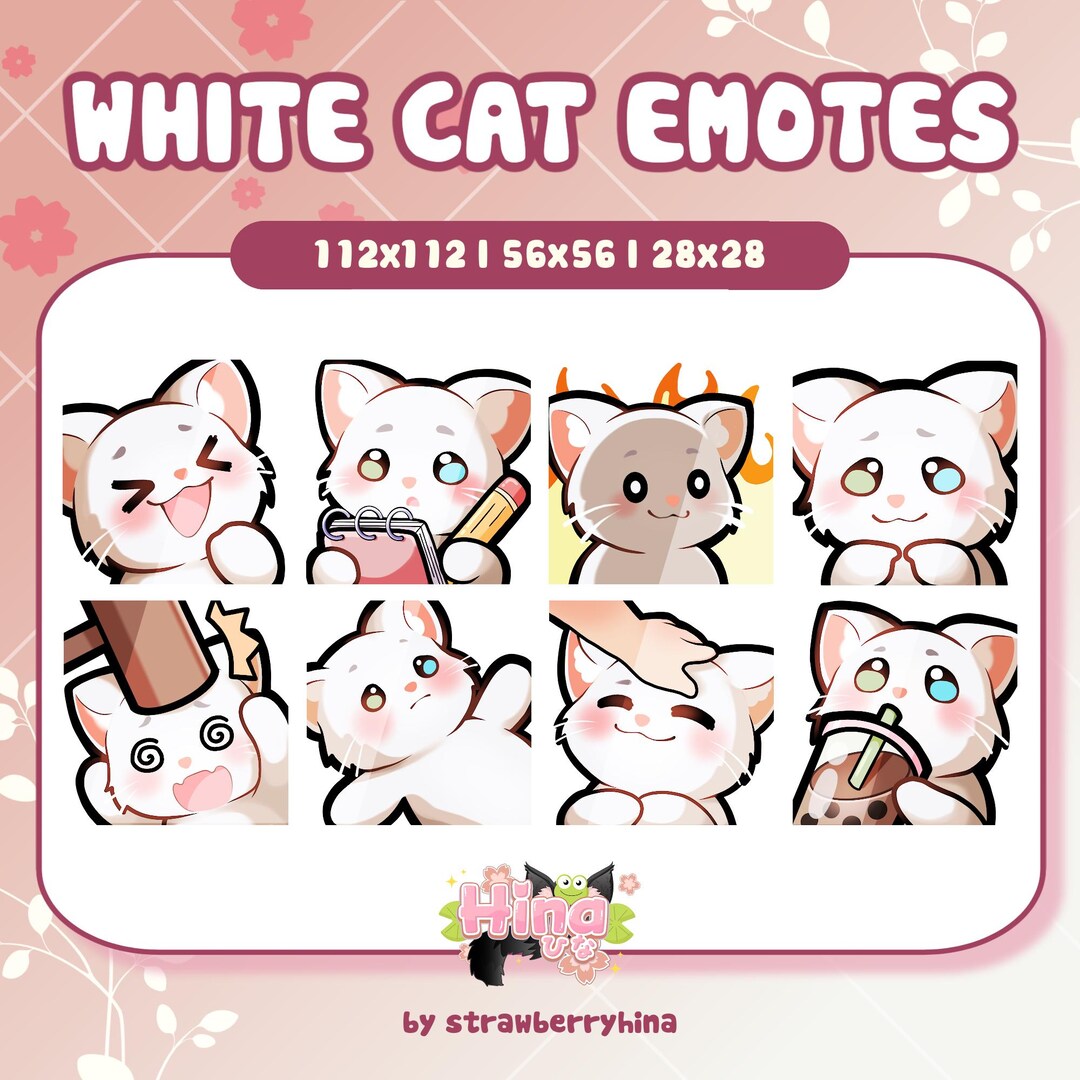 Cute Cat Emotes | White Cat Emotes | Cat Emotes | White Kitty Emotes ...
