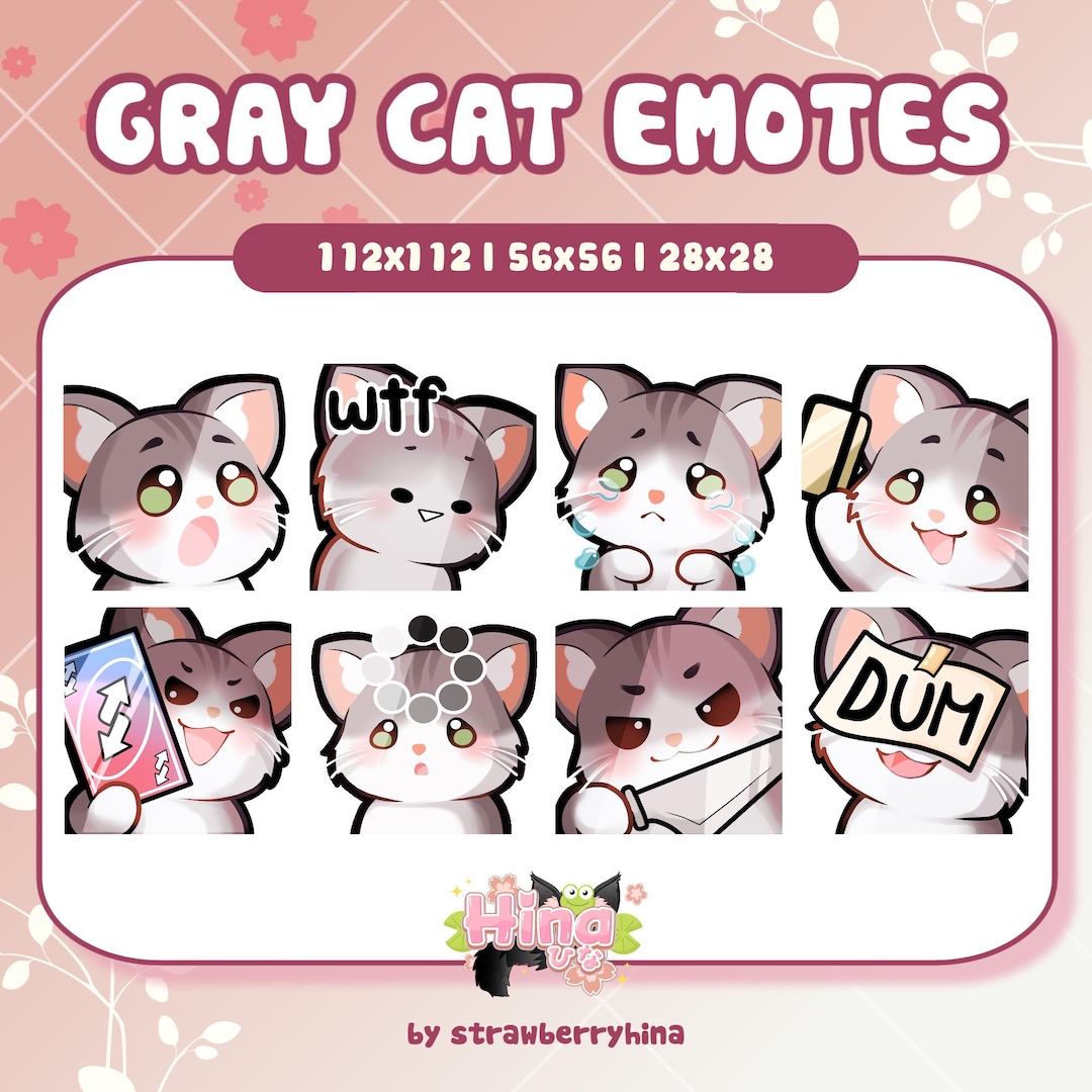 Cute Cat Emotes | Gray Cat Emotes | Cat Emotes | Animated Emotes | Gray ...