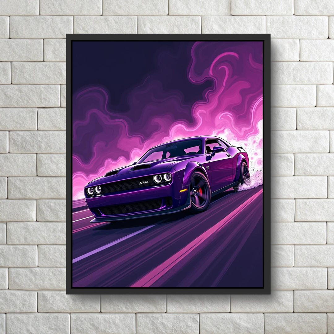 Dodge Challenger SRT Hellcat Digital Art Muscle Car Wall Print Racing ...