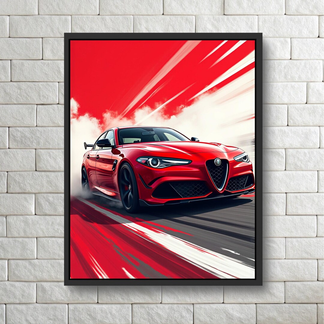 Alfa Romeo Giulia Digital Art Print Italian Car Wall Art Sportscar ...