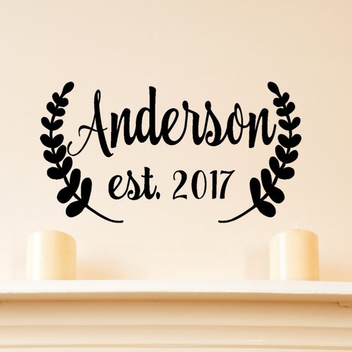 Custom Family Name With Est. Year Wall Decal - Etsy