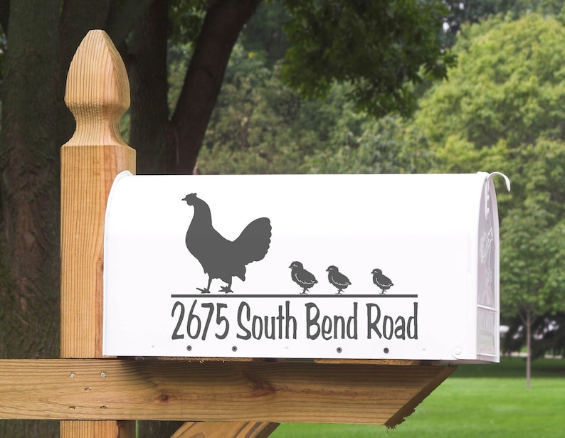 Mailbox Address With Chicken and Chicks Decal - Chickens - Mailbox ...