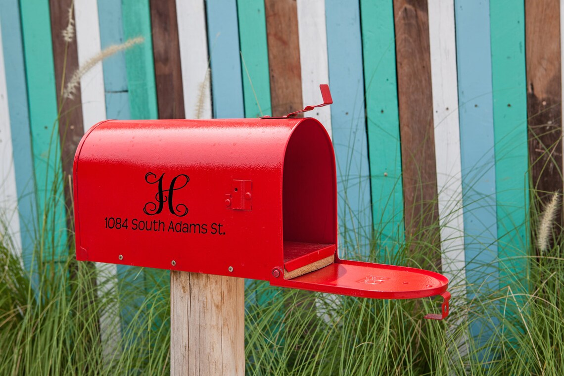 Mailbox Number With Monogram Vinyl Decal Address Decal | Etsy