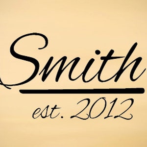 Last Names Est Year Custom Vinyl Decal - Etsy