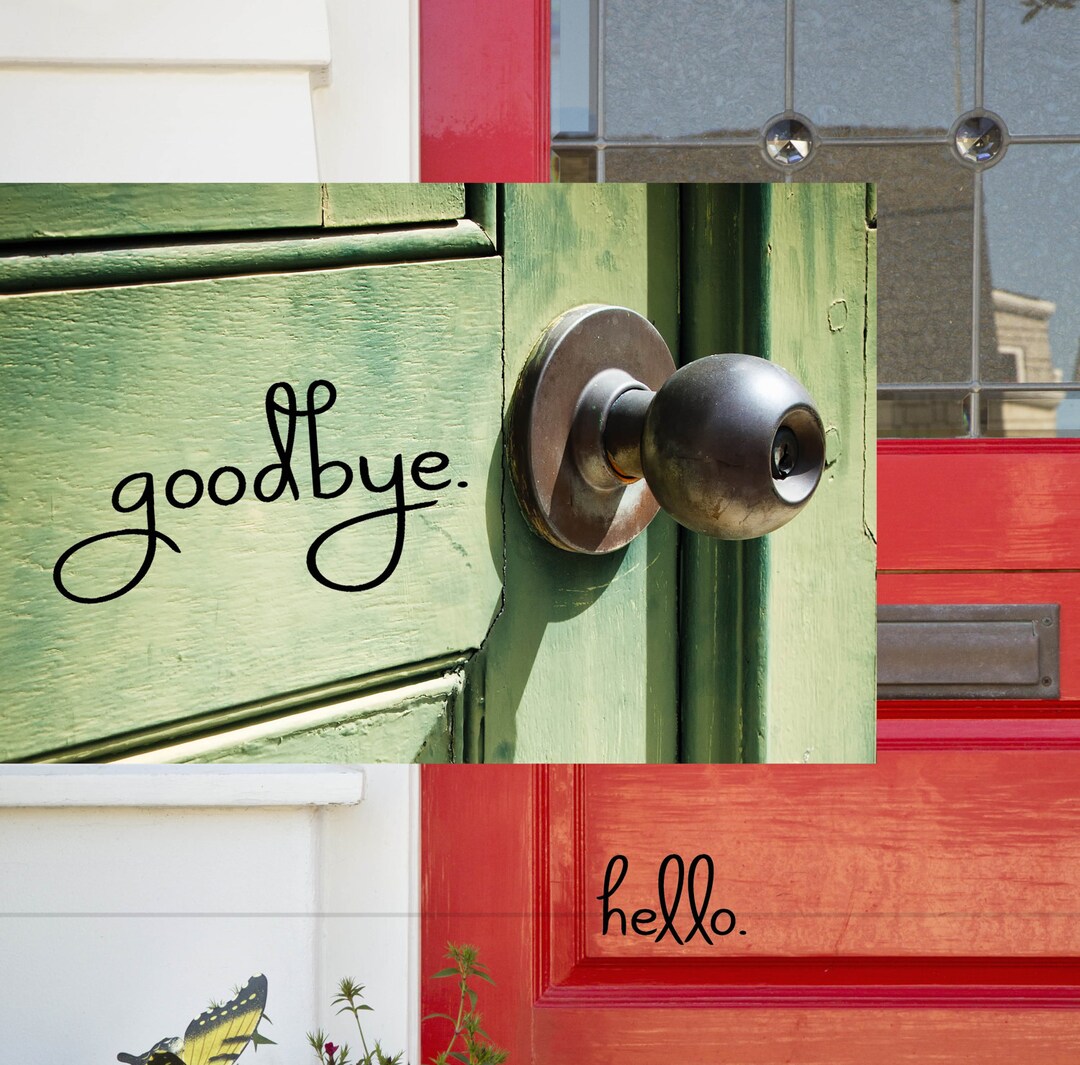 Hello Goodbye Decal Set - Front Door - Welcome Door Decal - Front Door ...