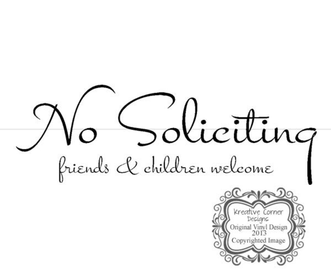 No Soliciting Friends & Children Welcome Vinyl Decal - Etsy