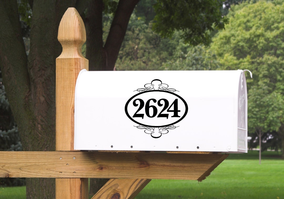 Mailbox Numbers With Fancy Frame Vinyl Decal - Etsy