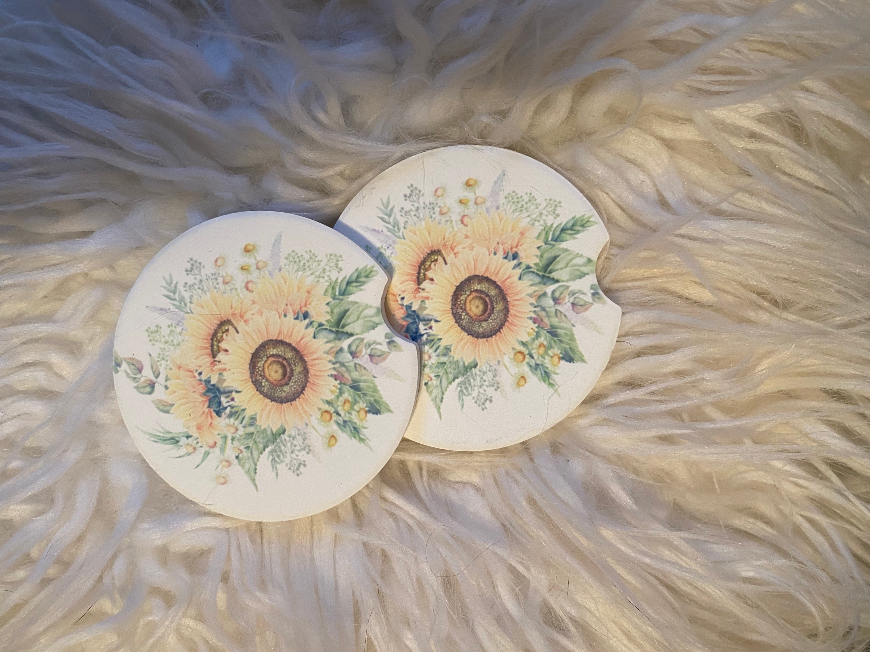 Car Coasters Sandstone set of 2 Sunflower - Etsy Denmark