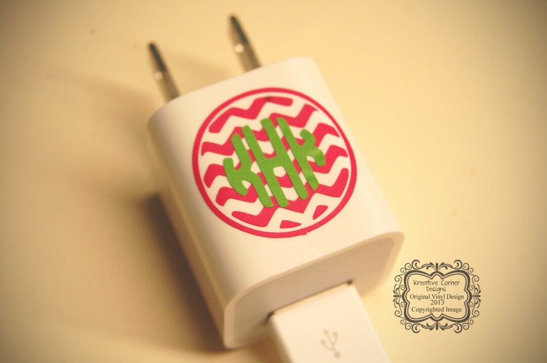 Charger Block Monogram Vinyl Decal - Etsy