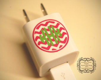 Charger Block Monogram Vinyl Decal | Etsy