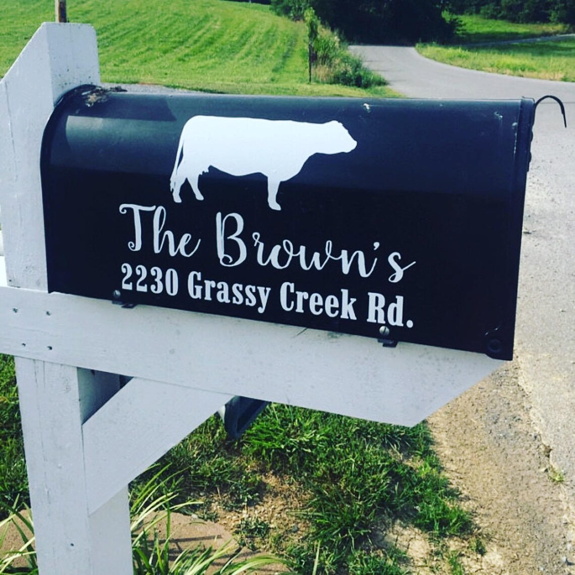 Mailbox Address With Cow - Mailbox Decal - Vinyl Decal - Farm - Sticker ...