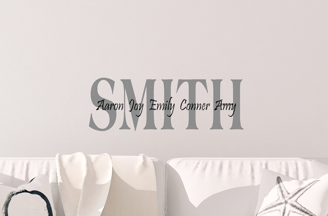 Custom Last Name With Family First Names Vinyl Decal - Etsy