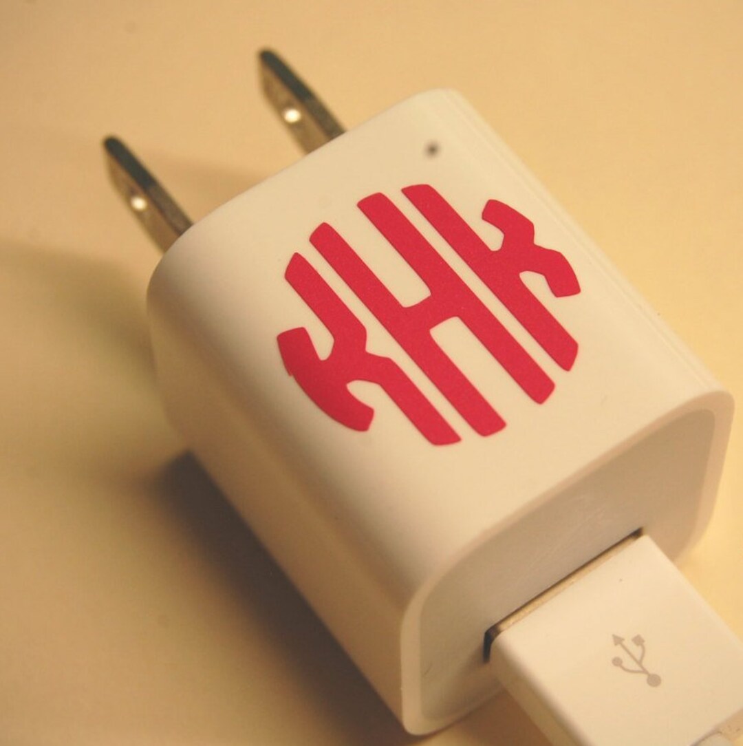 Charger Block Monogram Decal Glitter Vinyl - Etsy