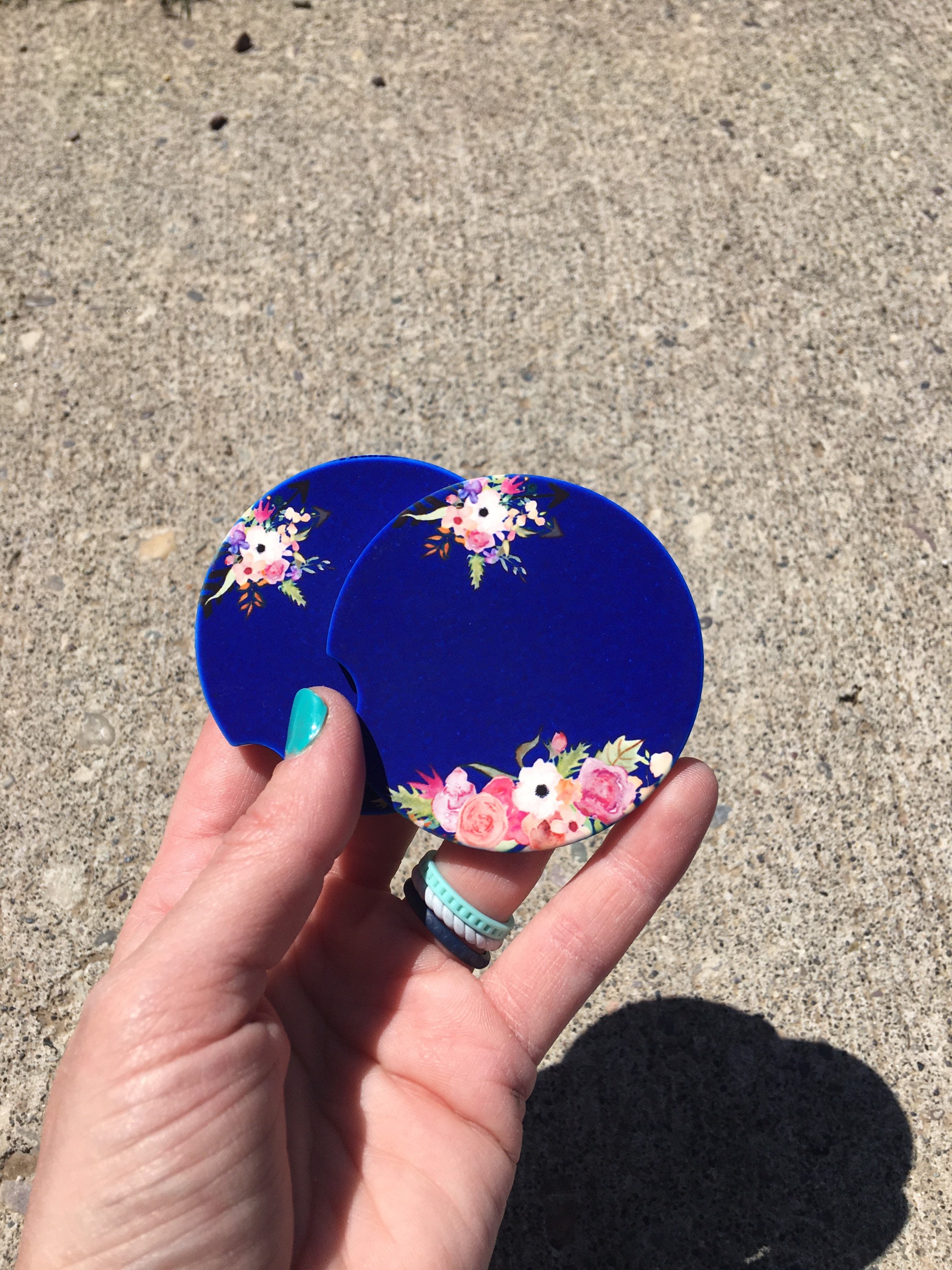Car Coasters - Arenisca -Set de 2 -Blue Floral con Flechas - Etsy España