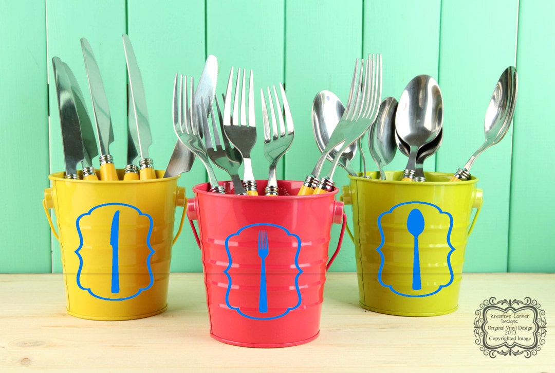 Silverware Labels Vinyl Decal - Etsy