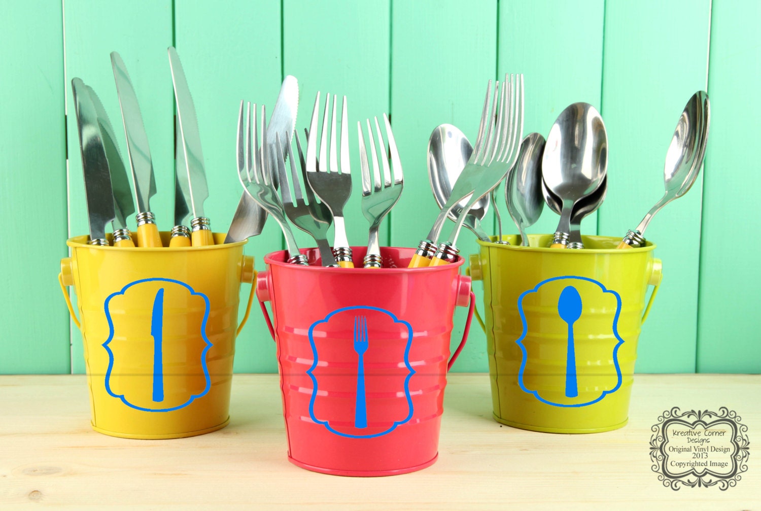 Silverware Labels Vinyl Decal | Etsy