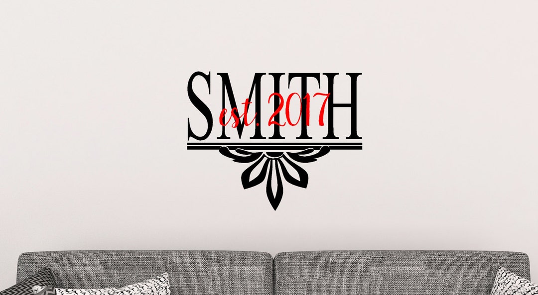 Vinyl Decal, Custom Last Name With Est. Year Wall Decal, Foyer Decal ...