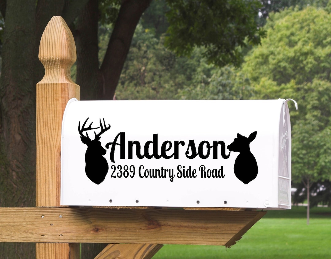 Mailbox Address With Last Name and Deer Vinyl Decal / Wildlife / Deer ...