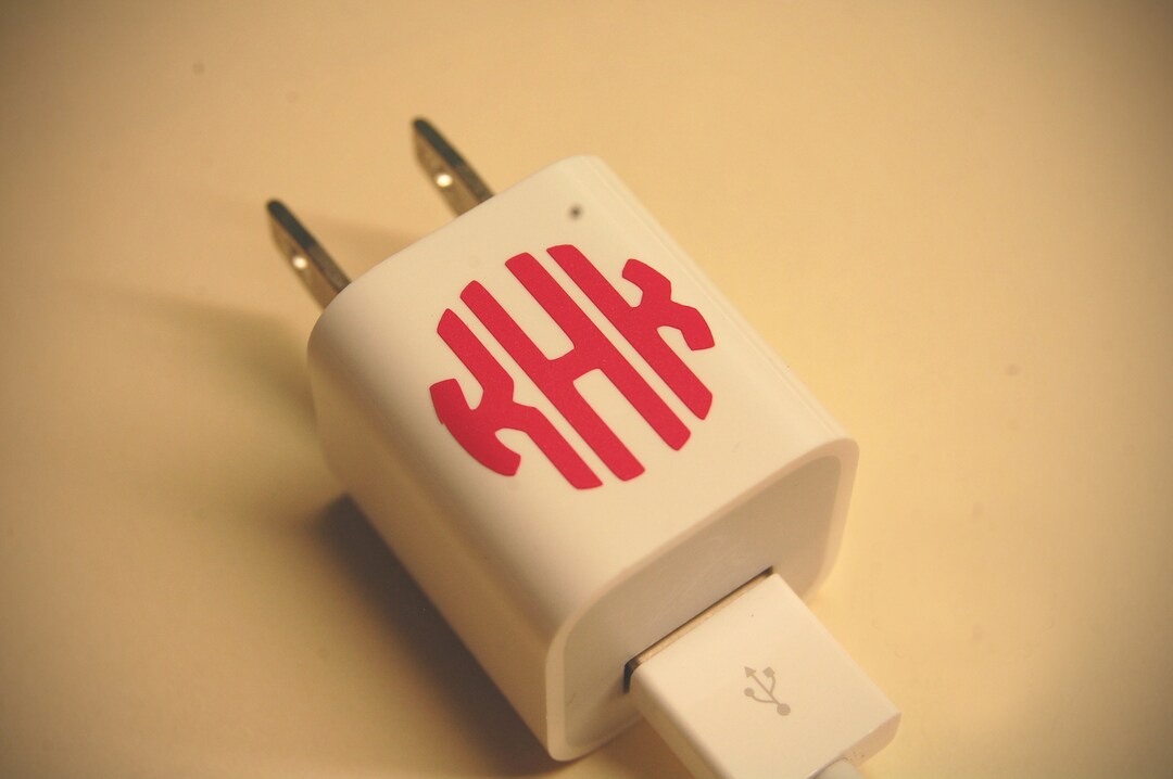 Charger Block Monogram Vinyl Decal - Etsy